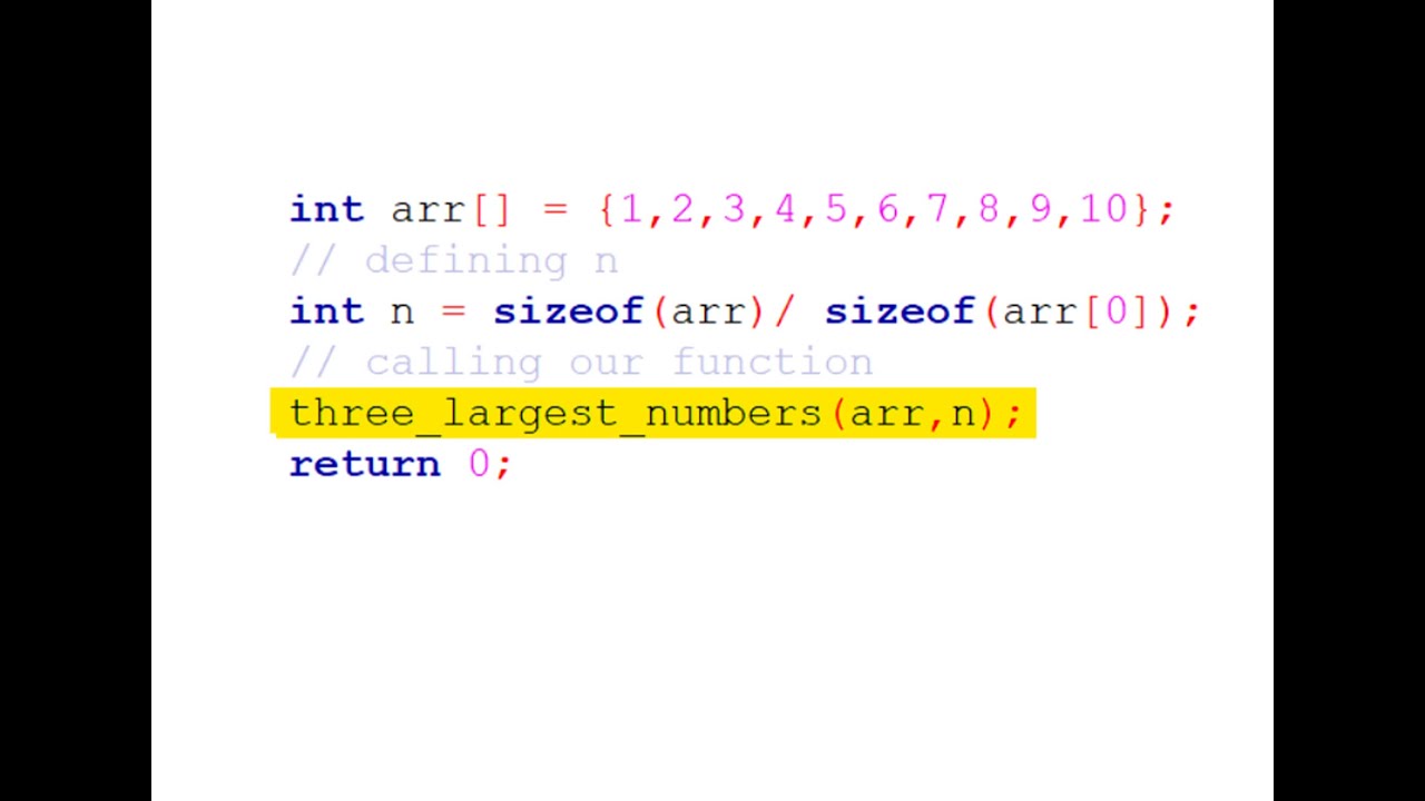 How To Find Three Largest Numbers In Any Array Youtube
