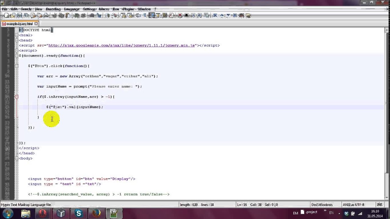Jquery Inarray Youtube