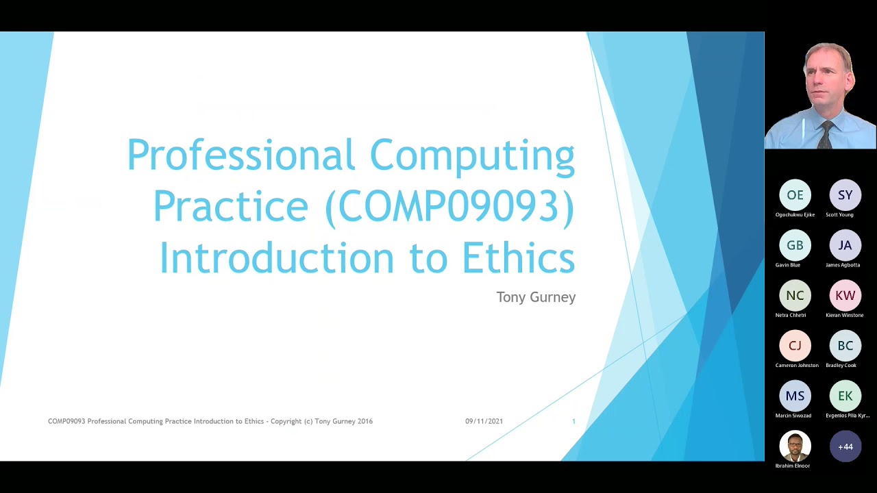 Professional Computing Practice Ethics 1 Of 2 Youtube