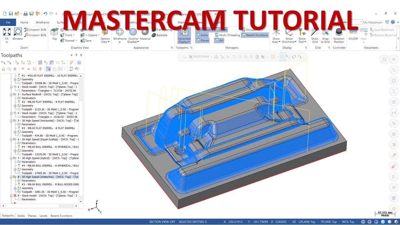 Mastercam Tutorial 118 3d High Speed Area Rough Equal Scallop