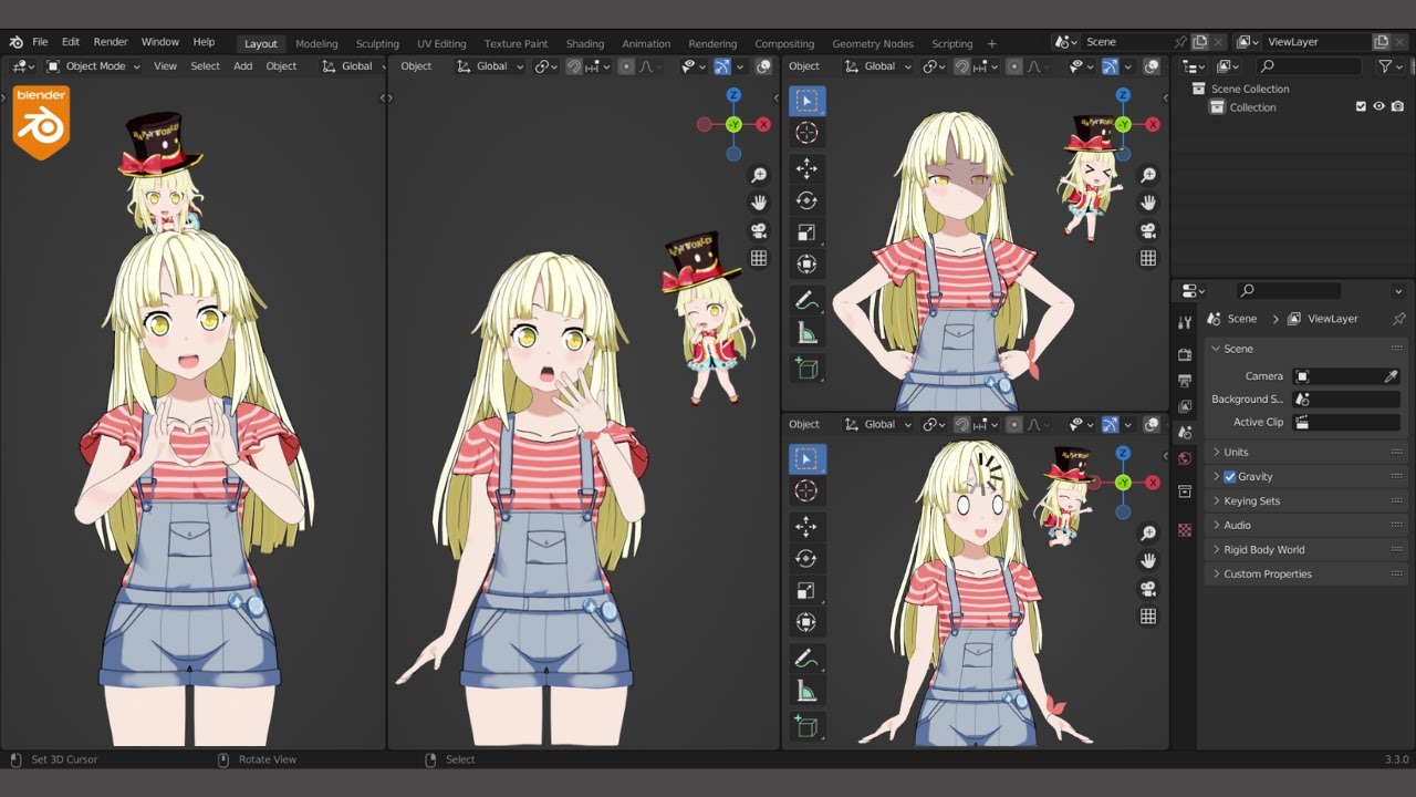 How To Make Anime Girl In Blender 3 3 Timelapse Youtube
