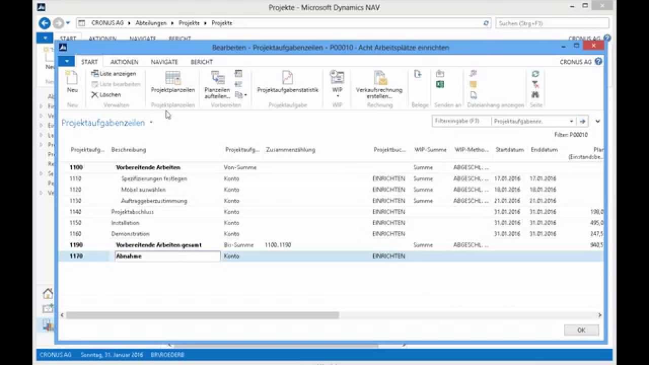 Microsoft Dynamics Nav 2015 Tutorial Projektaufgaben Und