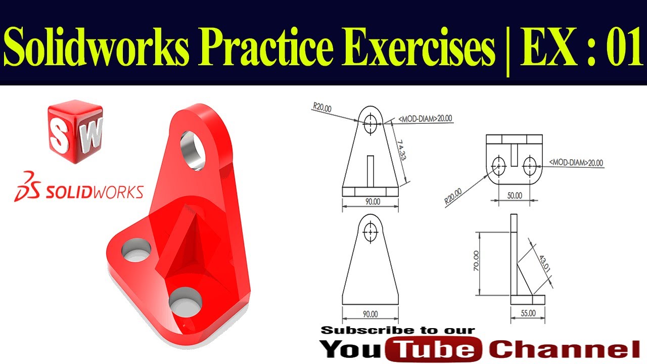 Solidworks Practice Solidworks Tutorial For Beginners Exercise Youtube