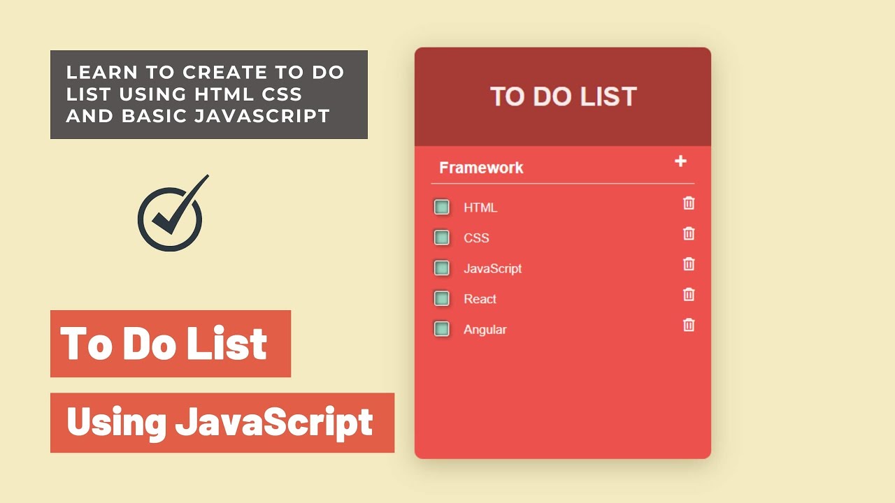 To Do List Javascript Javascript Beginner Project Youtube