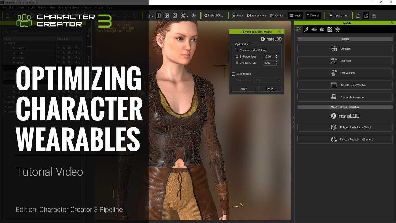 Character Creator 3 Tutorial Optimizing Character Wearables Youtube