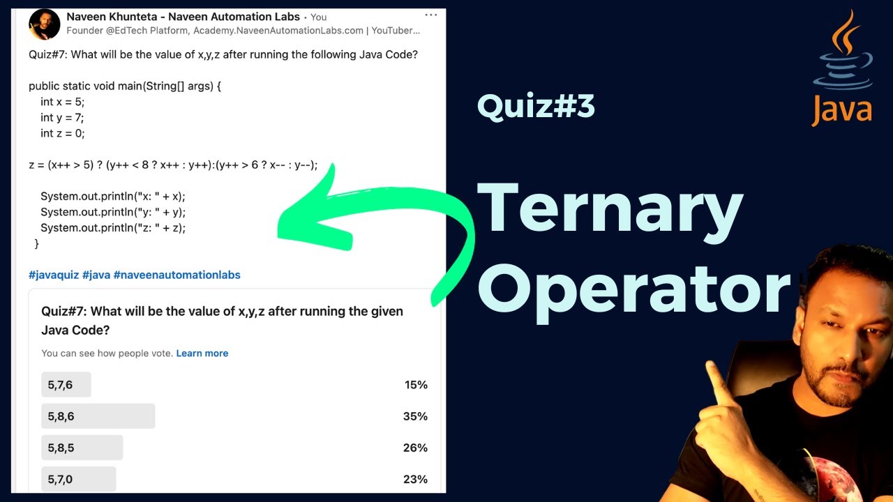 Quiz 3 Java Ternary Operator Youtube