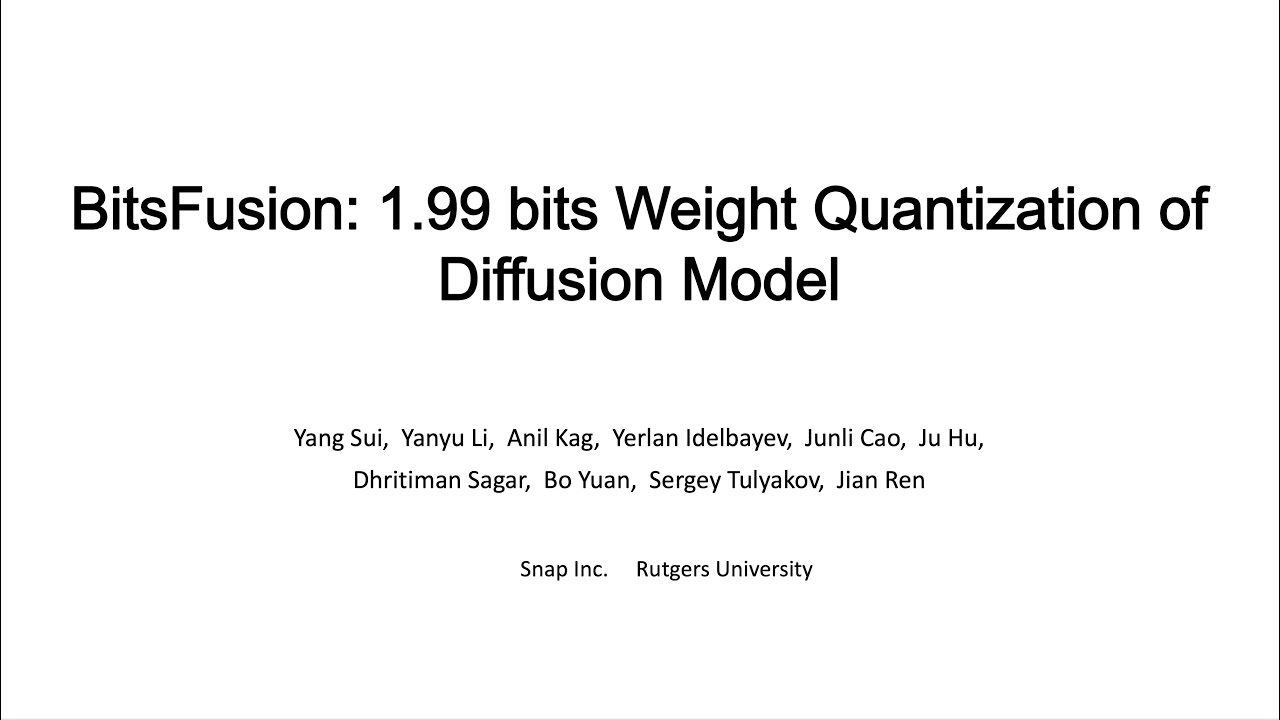 Bitsfusion 1 99 Bits Weight Quantization Of Diffusion Model Youtube