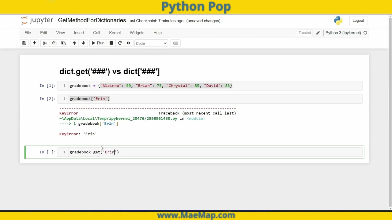 Python Pop Get Method For Dictionaries Youtube