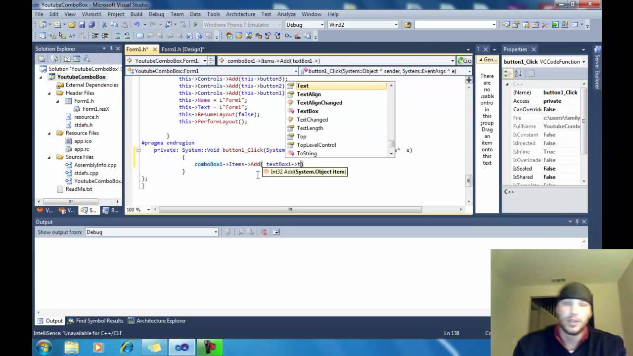 Visual Cli C Combobox Tutorial Youtube