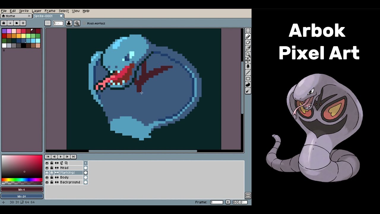 Arbok Pixel Art Timelapse 004 Youtube