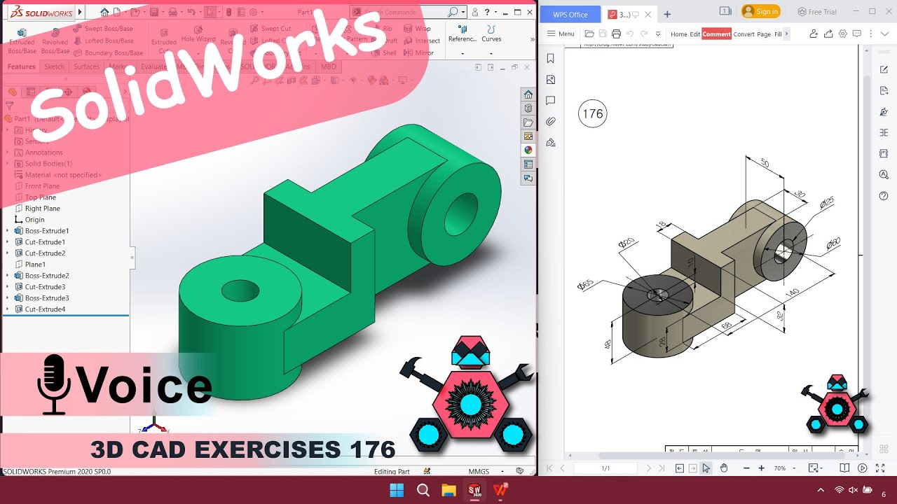 Solidworks 3d Cad Exercises 176 Studycadcam Solution Tutorial