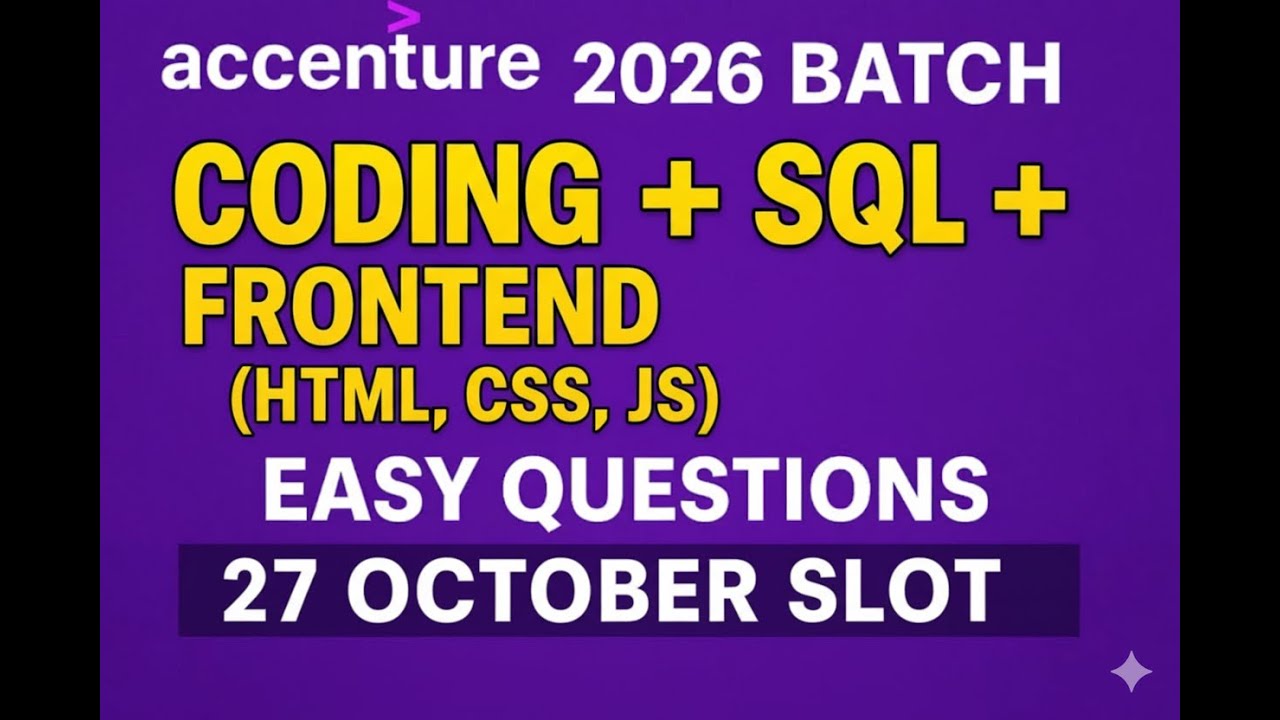 Accenture 2026 Batch Questions Coding Sql Frontend Html Css Js