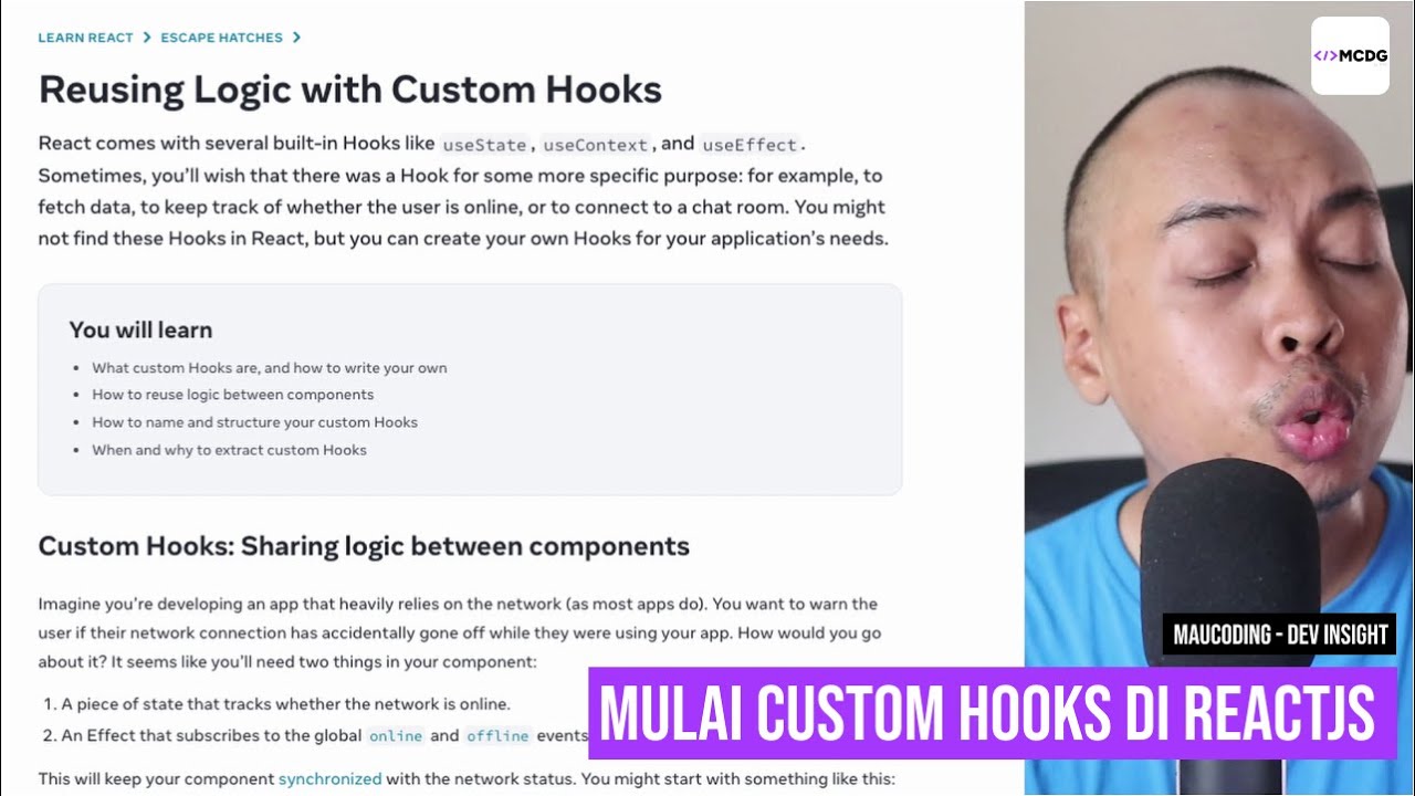 Mulai Menggunakan Custom Hooks React Js Dev Insight Maucoding Youtube
