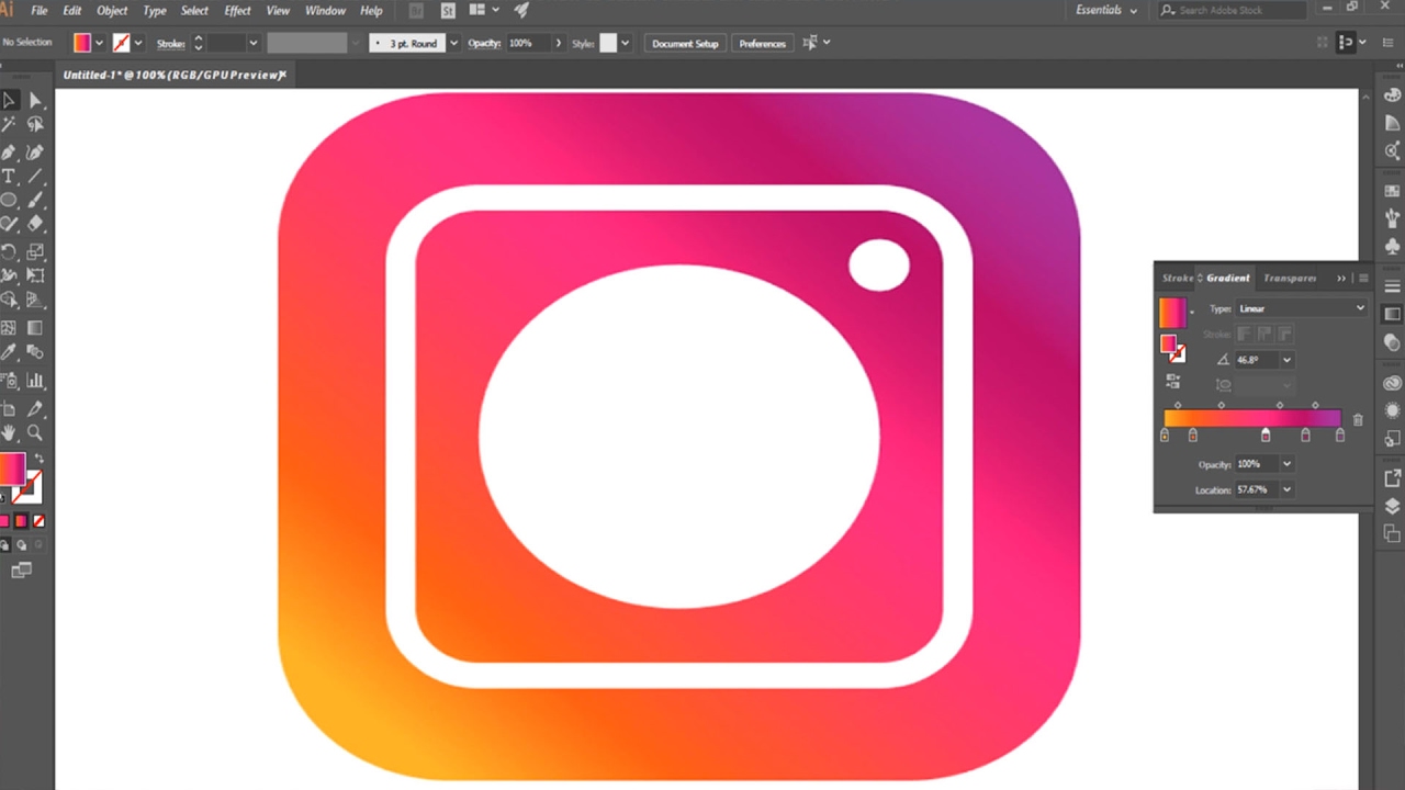 How To Design Instagram Icon Logo In Adobe Illustrator Cc Easy Basic