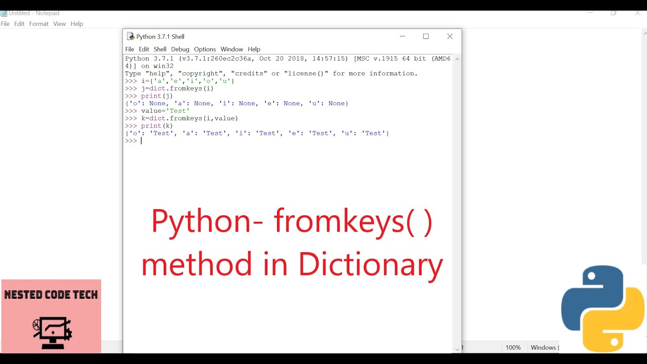 Python Fromkeys Method In Dictionary Youtube