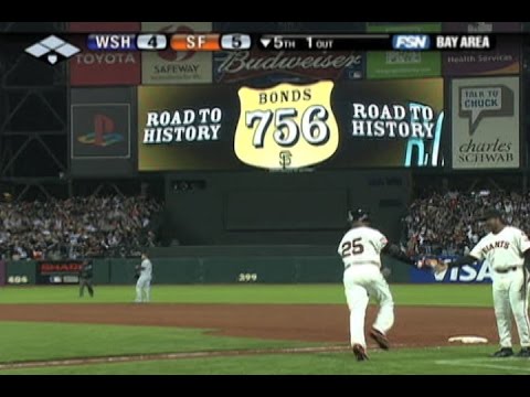 Bonds Breaks Aaron S Record With No 756 Youtube