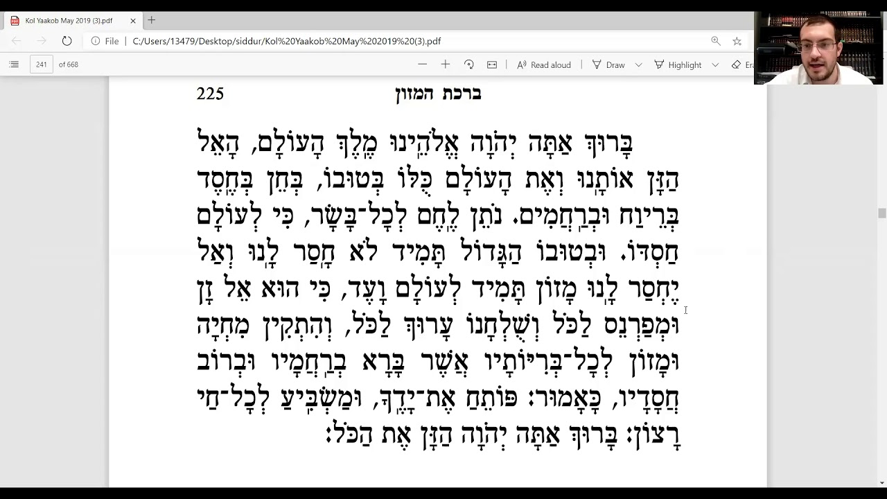 Birkat Hamazon For Mdy Ecc Youtube