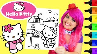 Coloring Hello Kitty School Bus Coloring Book Page Prismacolor Colored