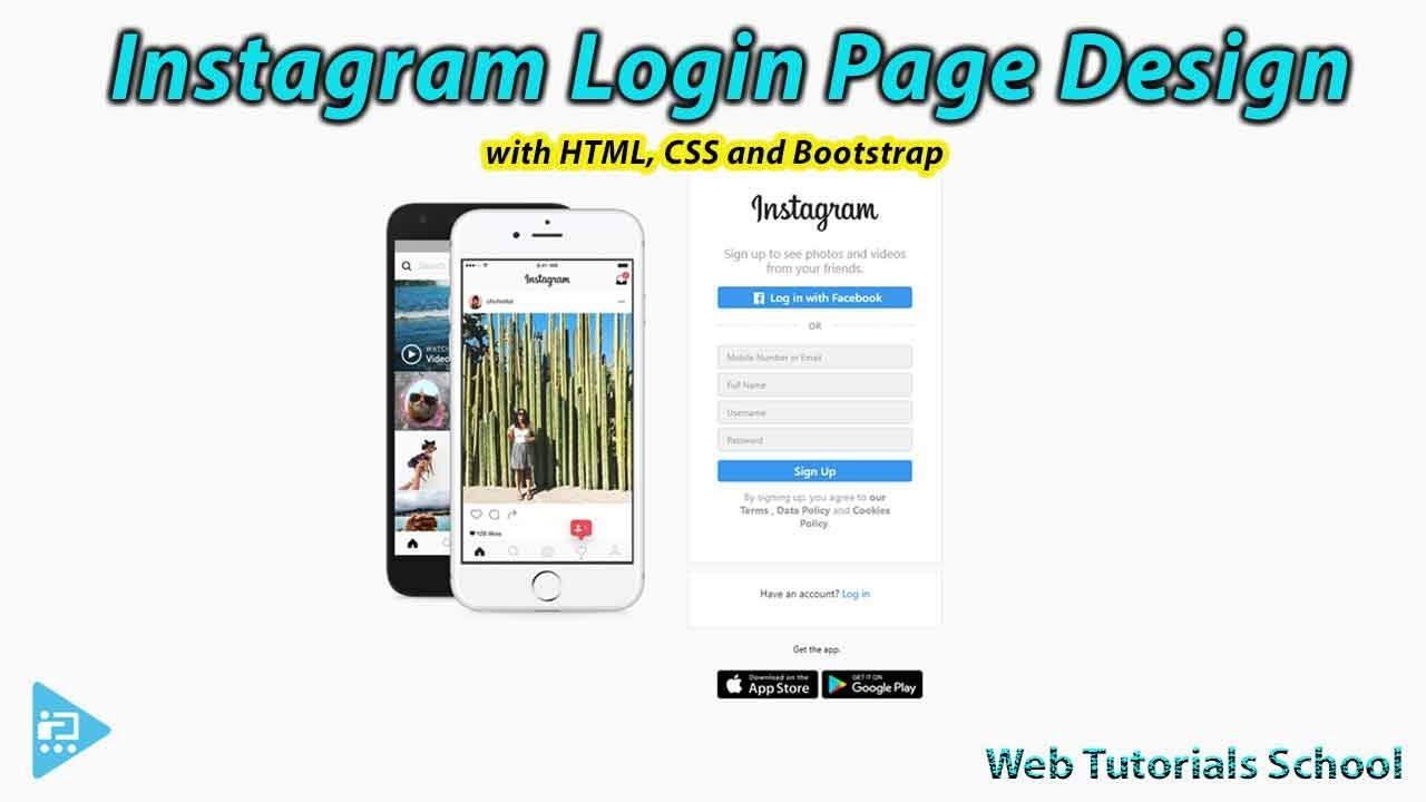 Instagram Login Page Design With Html Css And Bootstrap Web