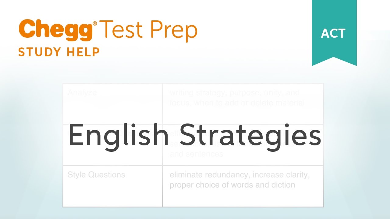 Act English Strategies Chegg Test Prep Youtube