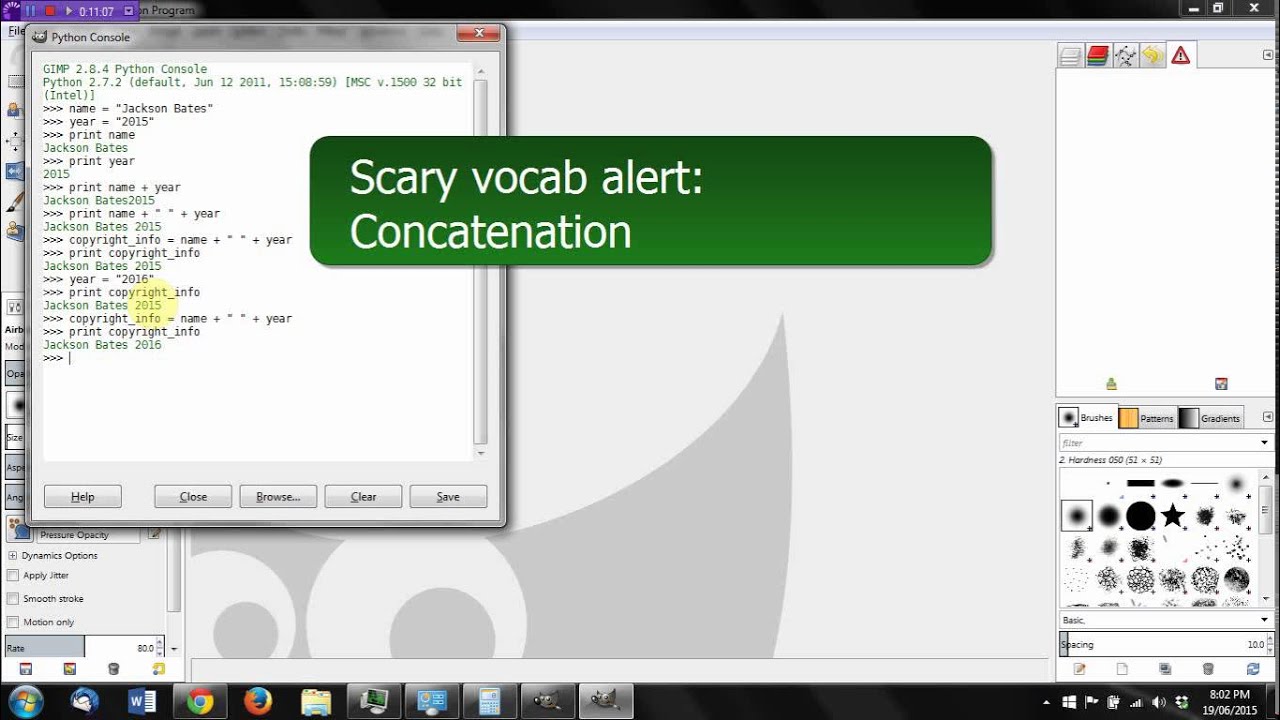 Gimp Scripting Python Fu Variables Youtube