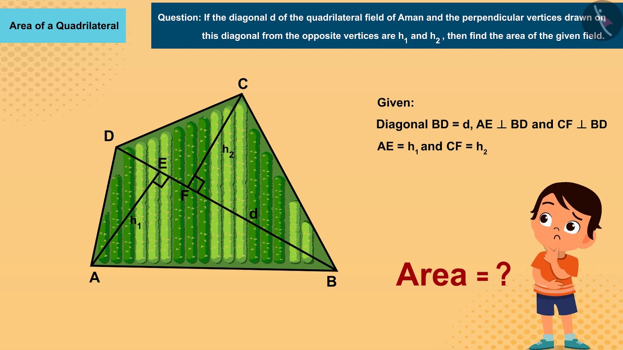 Area Of A General Quadrilateral Part 1 3 English Class 8 Youtube