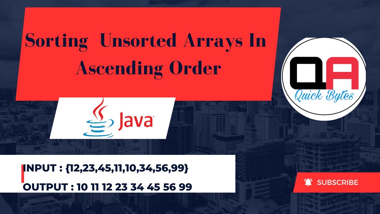 Sorting Array In Ascending Order Youtube