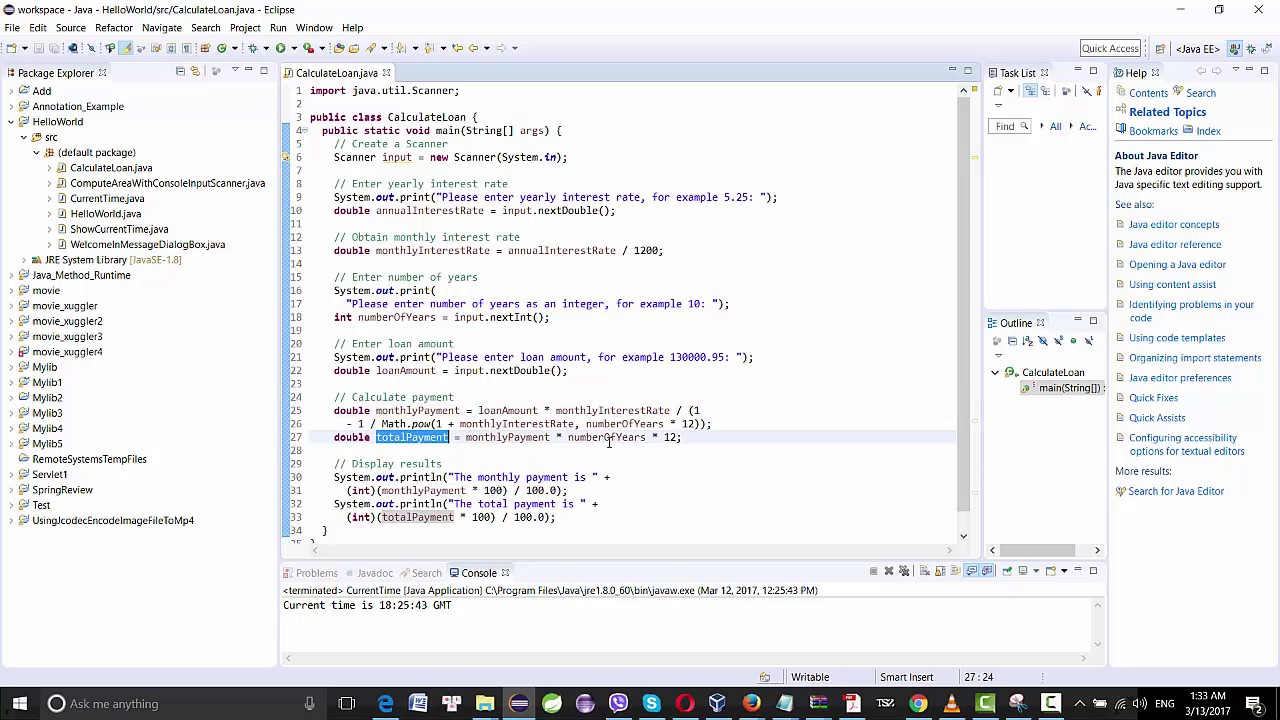 Java Program To Calculate Loan Payment