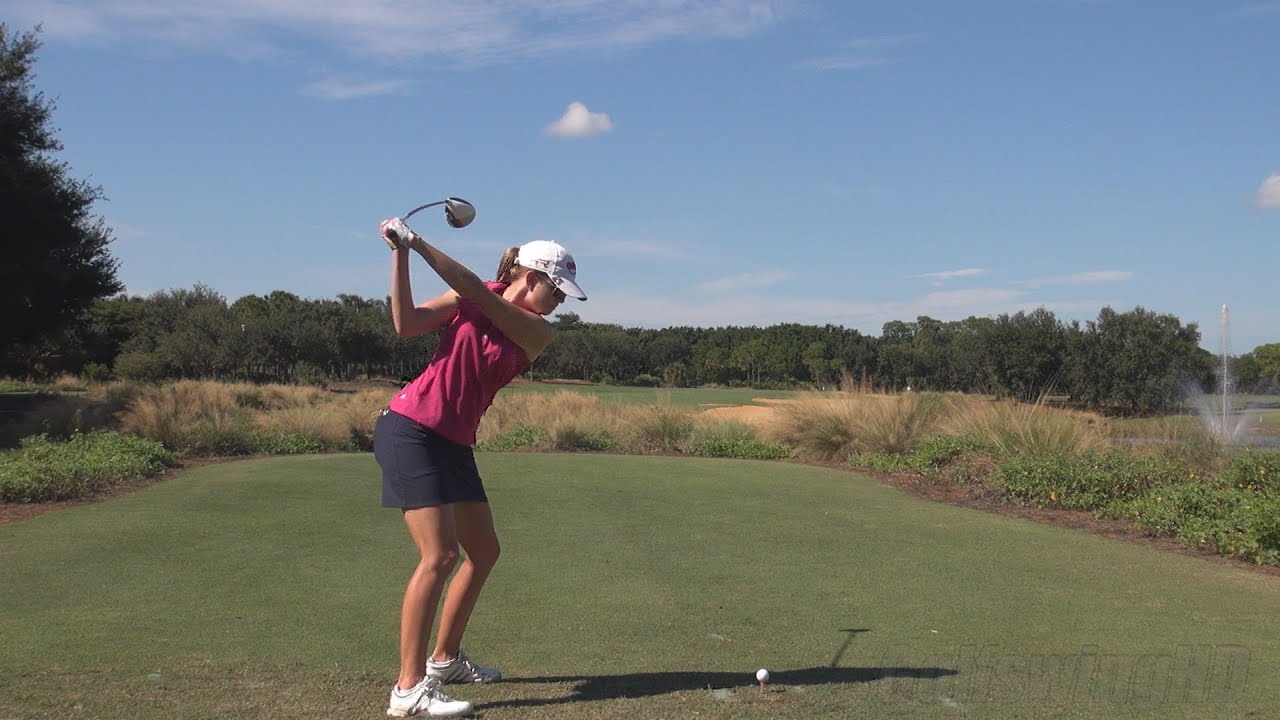 Paula Creamer Driver Ball Flight Dtl Golf Swing Late 2013 Regular