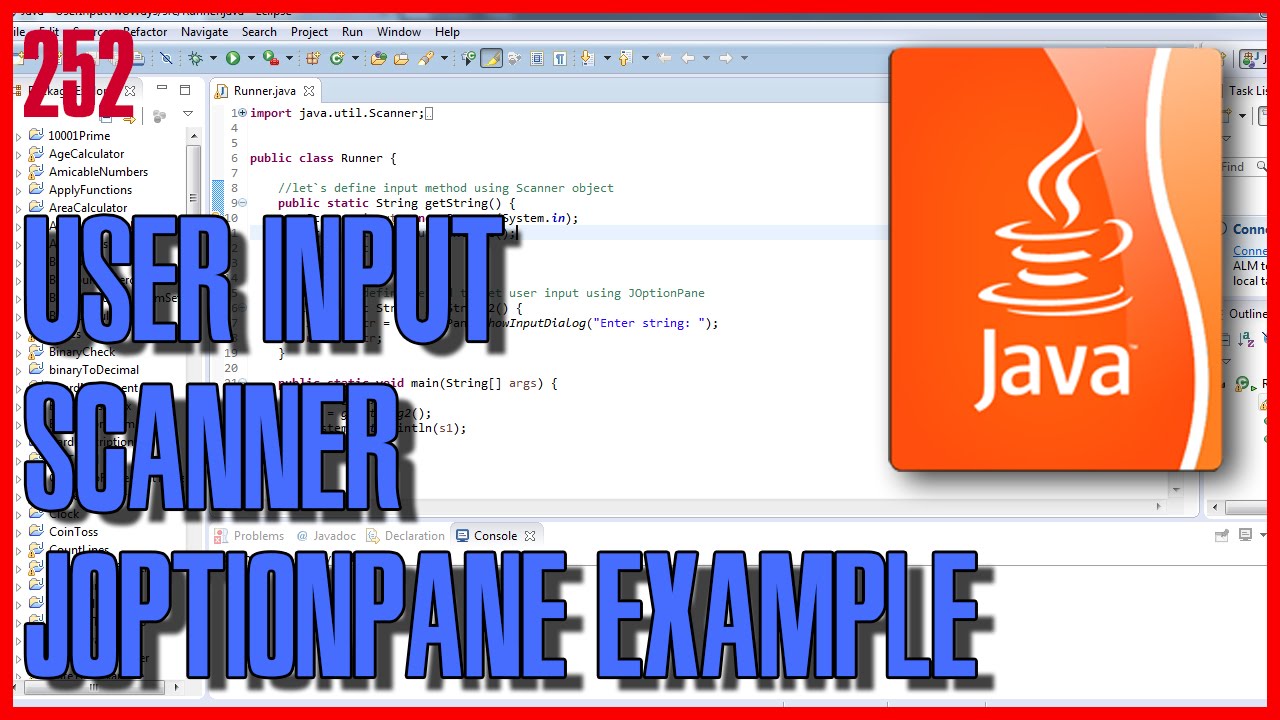 Java User Input With Scanner And Joptionpane Example Youtube