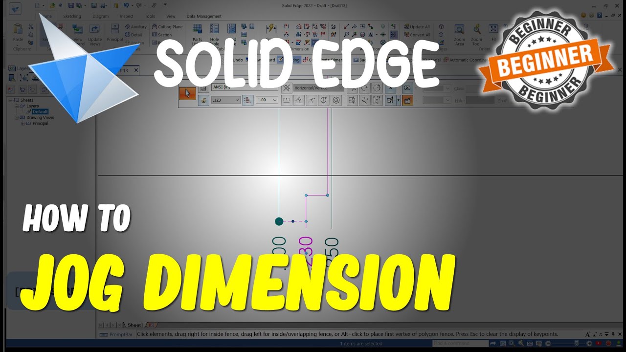 Solid Edge How To Jog Dimension Youtube