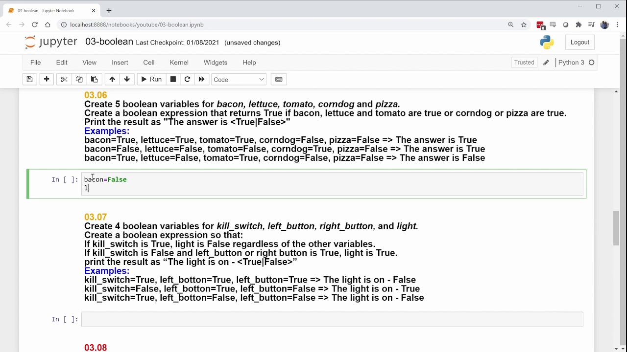Python Practice Problem 03 Boolean Expressions Youtube