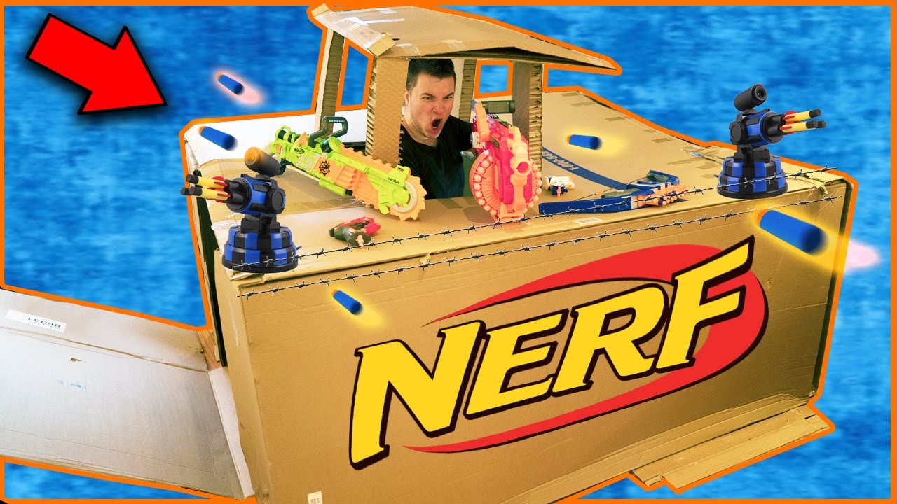 Nerf Box Fort Challenge Electricity Working Doors More Nerf Gun