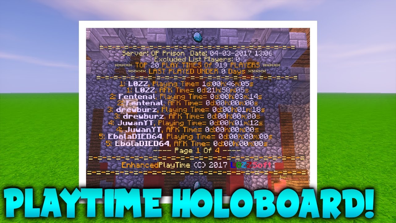 Playtime Holoboard Minecraft Plugin Tutorial Youtube