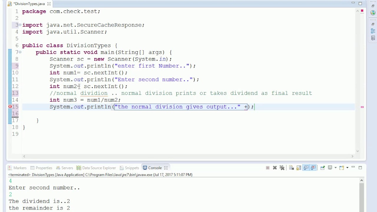 Division Types In Java Youtube