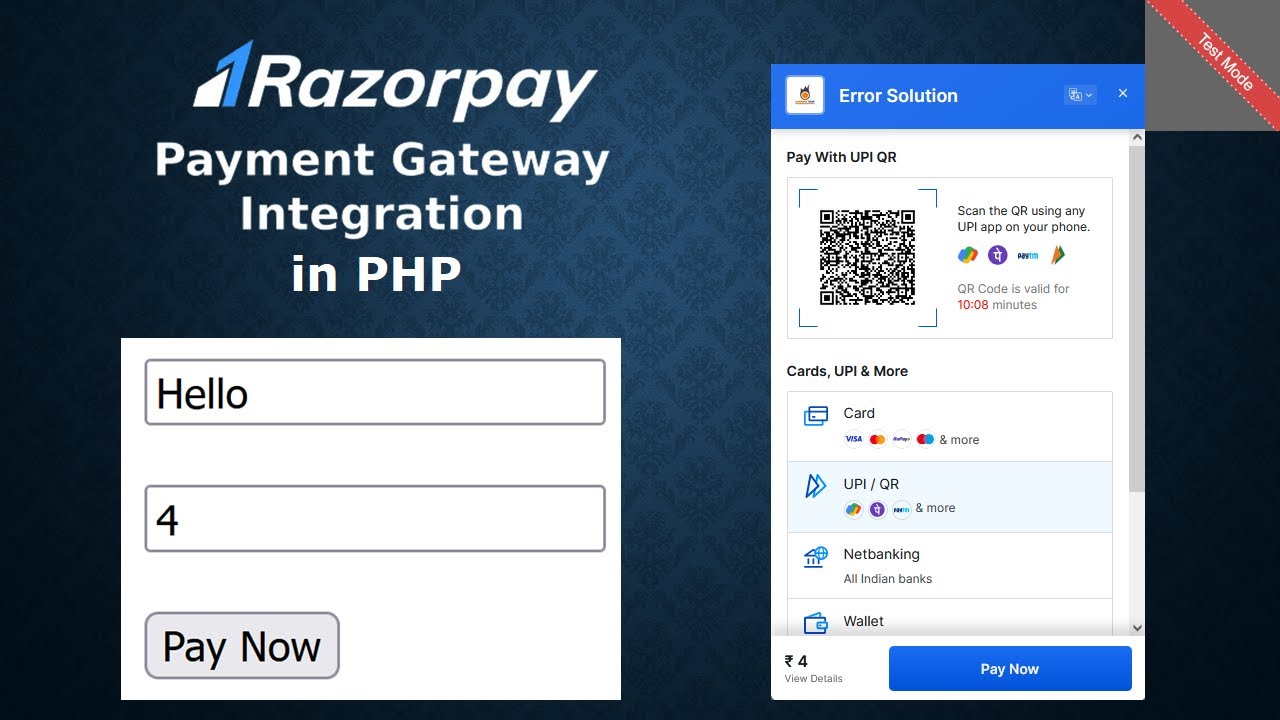 Razorpay Payment Gateway Integration In Php And Mysql Youtube