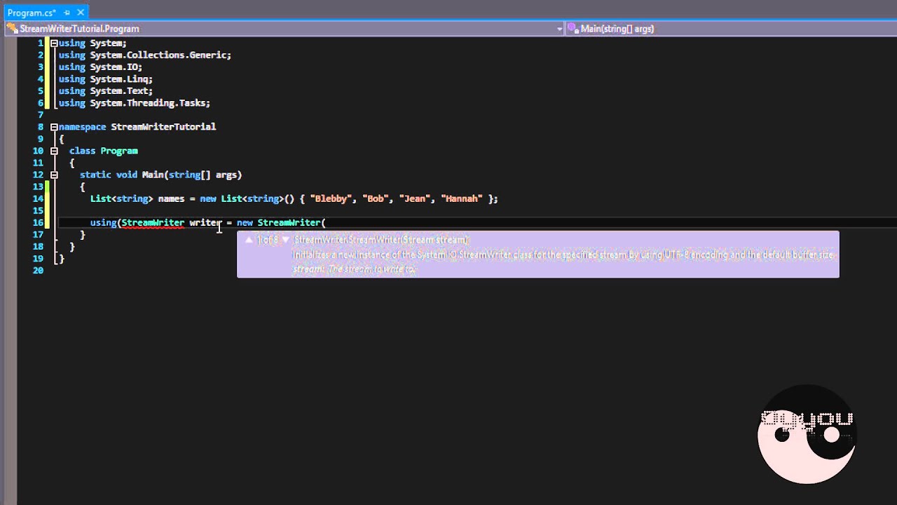 C Tutorial 014 Streamwriter Youtube