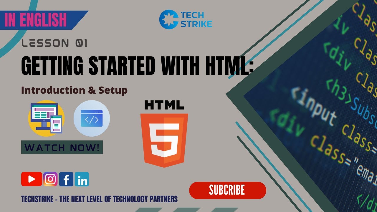 Getting Started With Html Introduction Setup Lesson 01 English