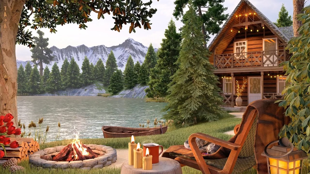 Beautiful Cabin Lake Scene