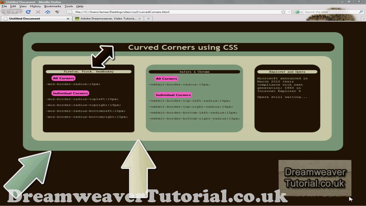 Css3 Rounded Corners Web Design Tutorial Dreamweaver Youtube