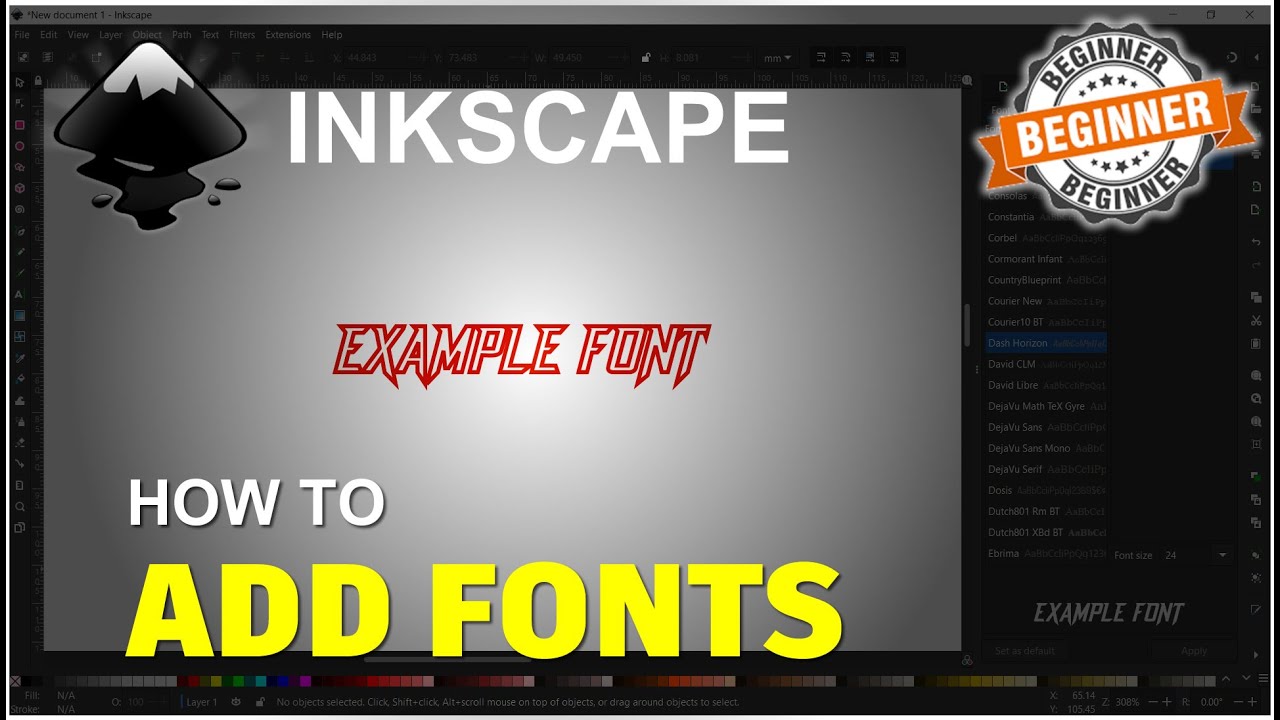 Inkscape How To Add Font Tutorial Youtube