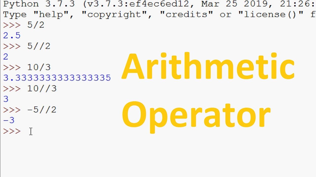 Basic Operators In Python Arithmetic Operator Python Tutorials