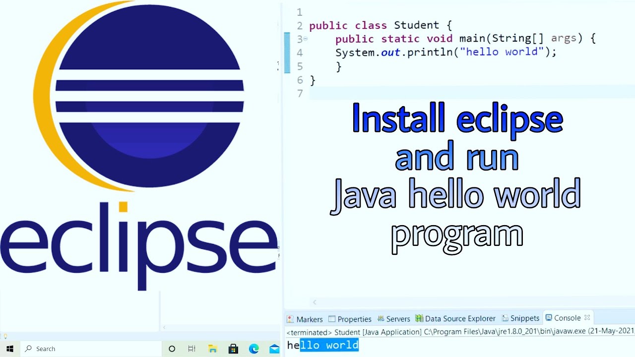 How To Install And Run Java Hello World Program In Eclipse