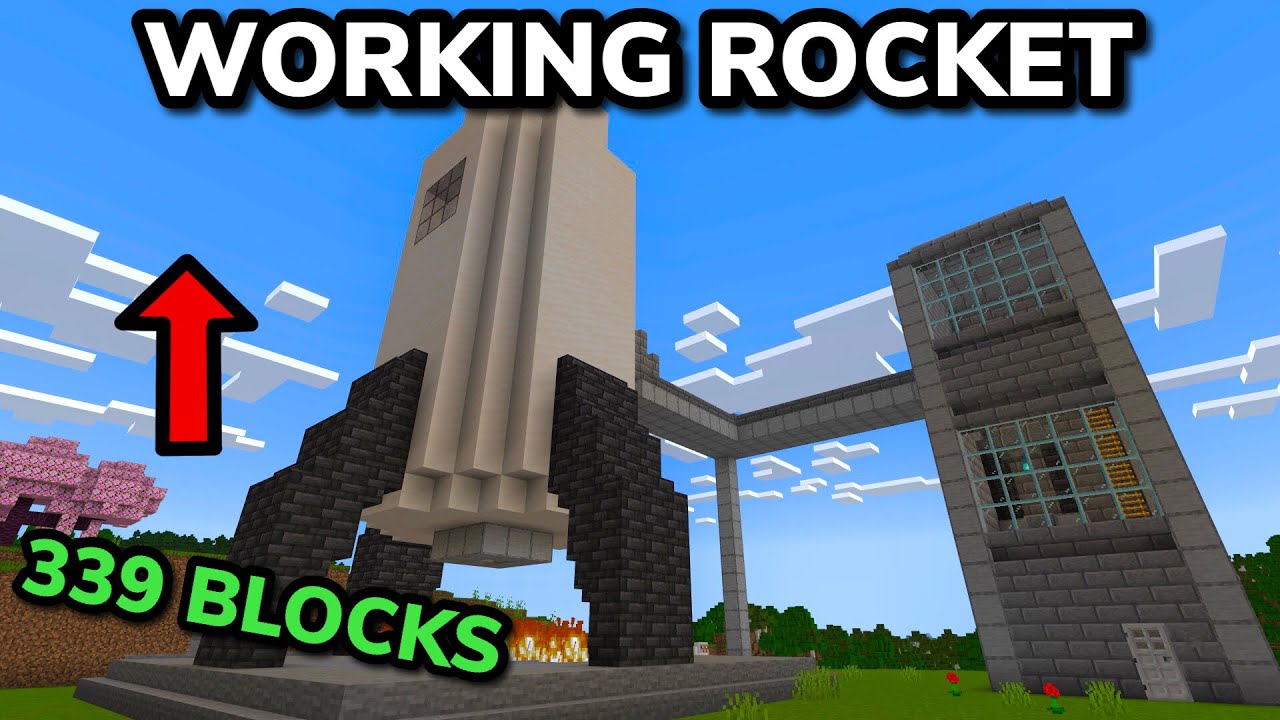 Making A Working Rocket Ship In Minecraft Bedrock Survival Ep 21