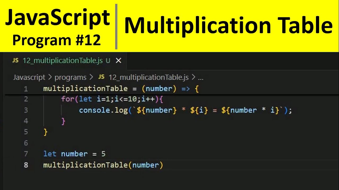 Multiplication Table Exle Using Javascript Code Infoupdate Org
