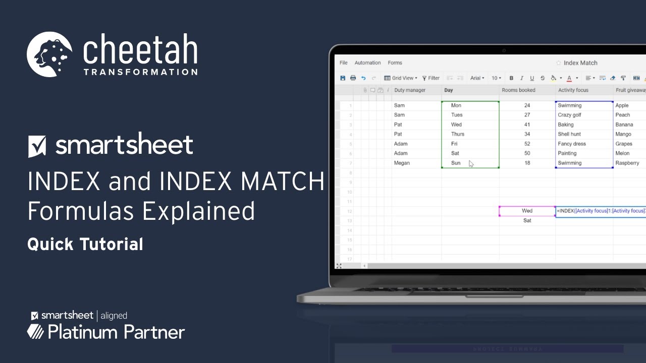 Index And Index Match Formulas Explained Smartsheet Youtube