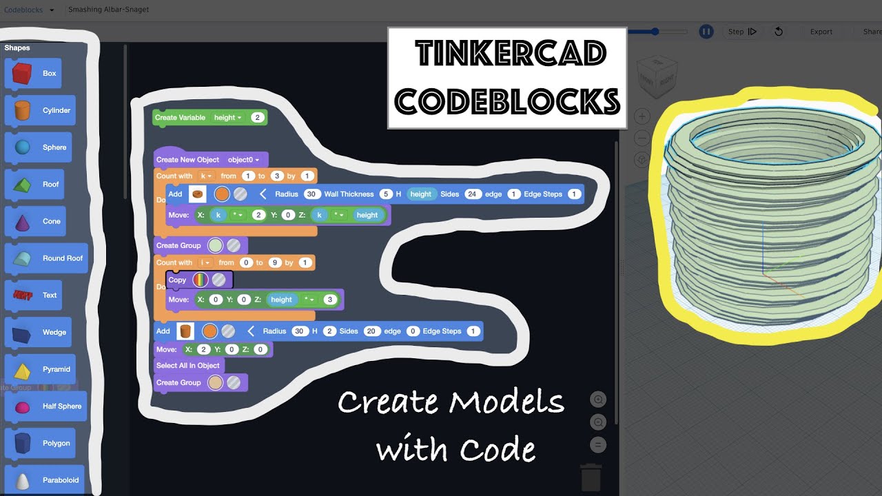 Learn Codeblocks Tinkercad How To Make Models With Code Scratch