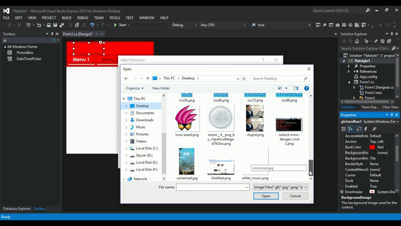 Visual Studio 2015 Menu Flat Design C And Vb Net 5 Youtube