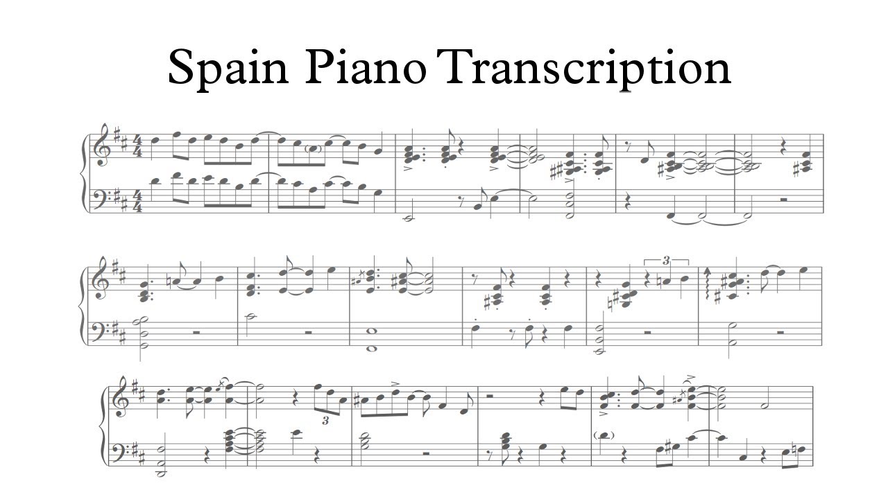 Spain Yohan Kim Piano Transcription Chords Chordify
