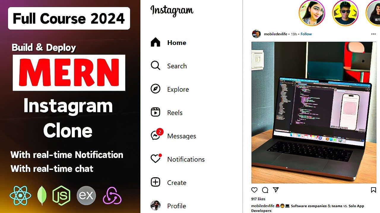 Mern Stack Instagram Clone React Mongodb Socket Io Youtube